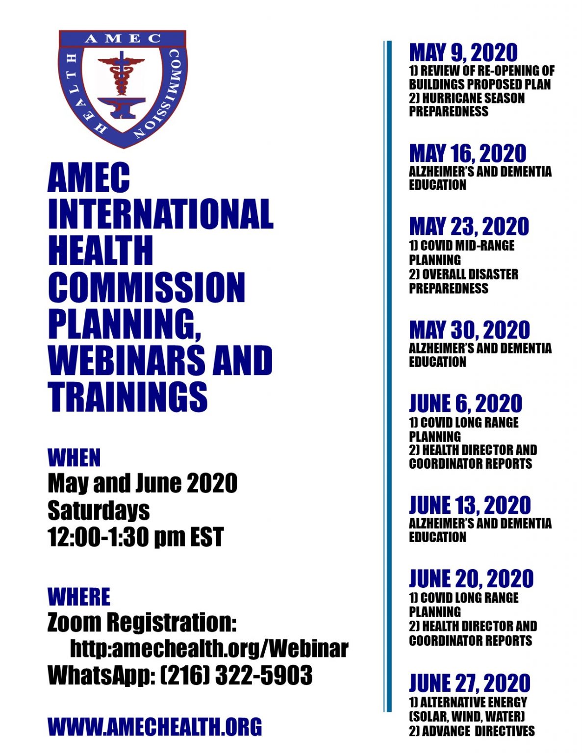 AMEC International Health Commission Planning, Webinars, and Training ...